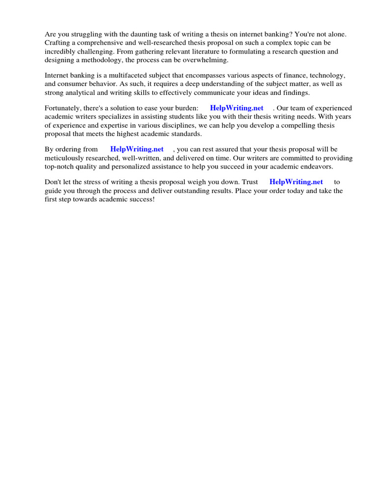 Internet Banking Thesis Proposal | PDF | Banks | Online Banking