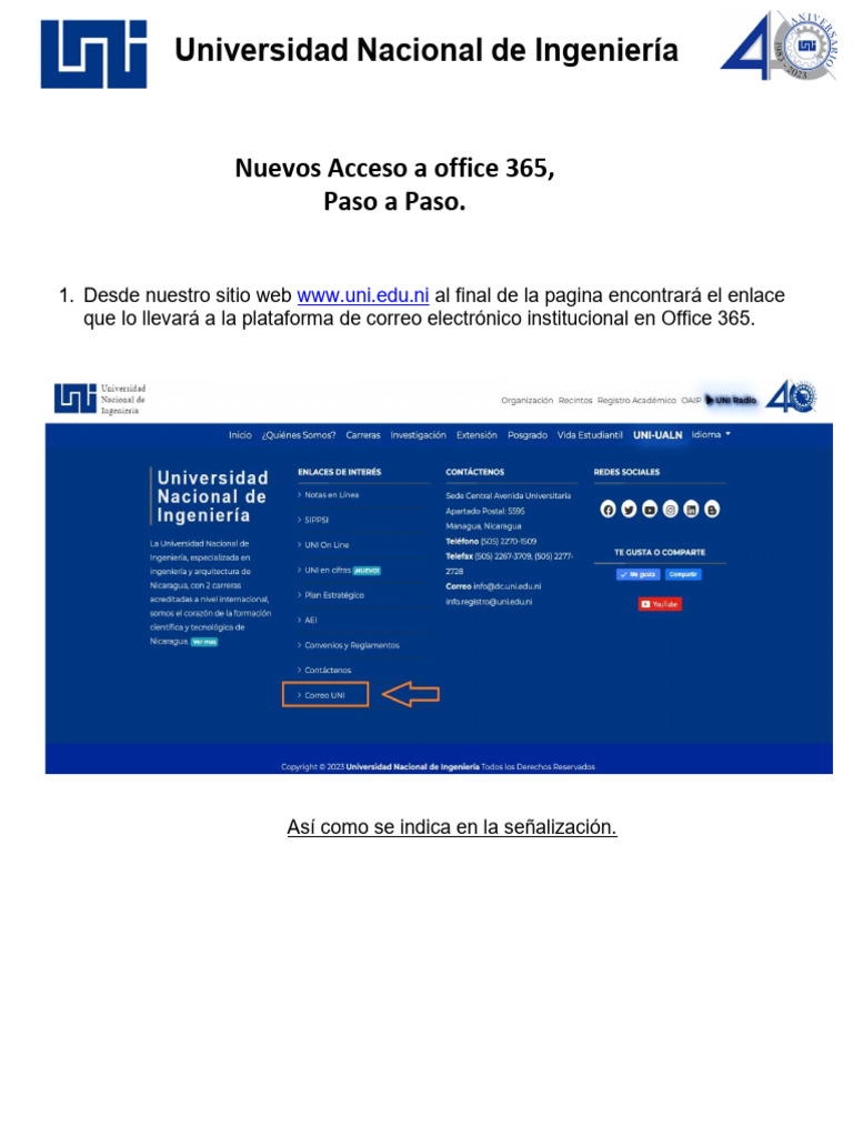 Manual de uso de autenticación de correo institucional UNI | PDF ...