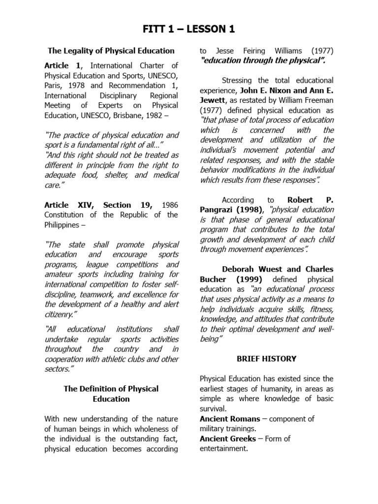 Fitt 1 Lesson 1 2 | PDF | Anatomical Terms Of Motion | Physical Fitness