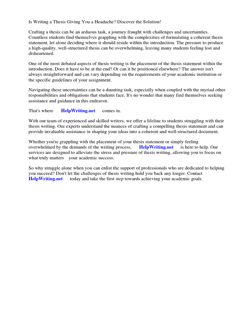 Thesis Writing Help for Students | PDF | Essays | Thesis