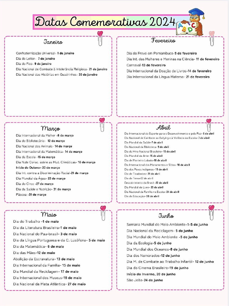 Calendario de Datas Comemorativas | PDF