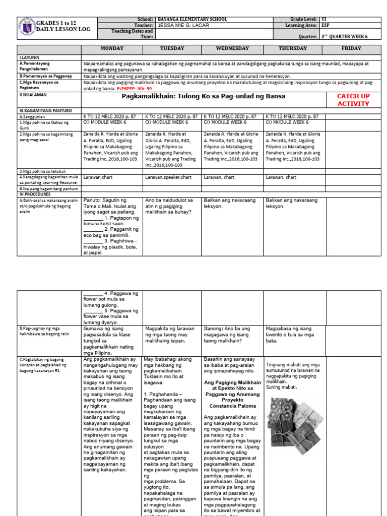 DLL - Esp 6 - Q3 - W6 | PDF