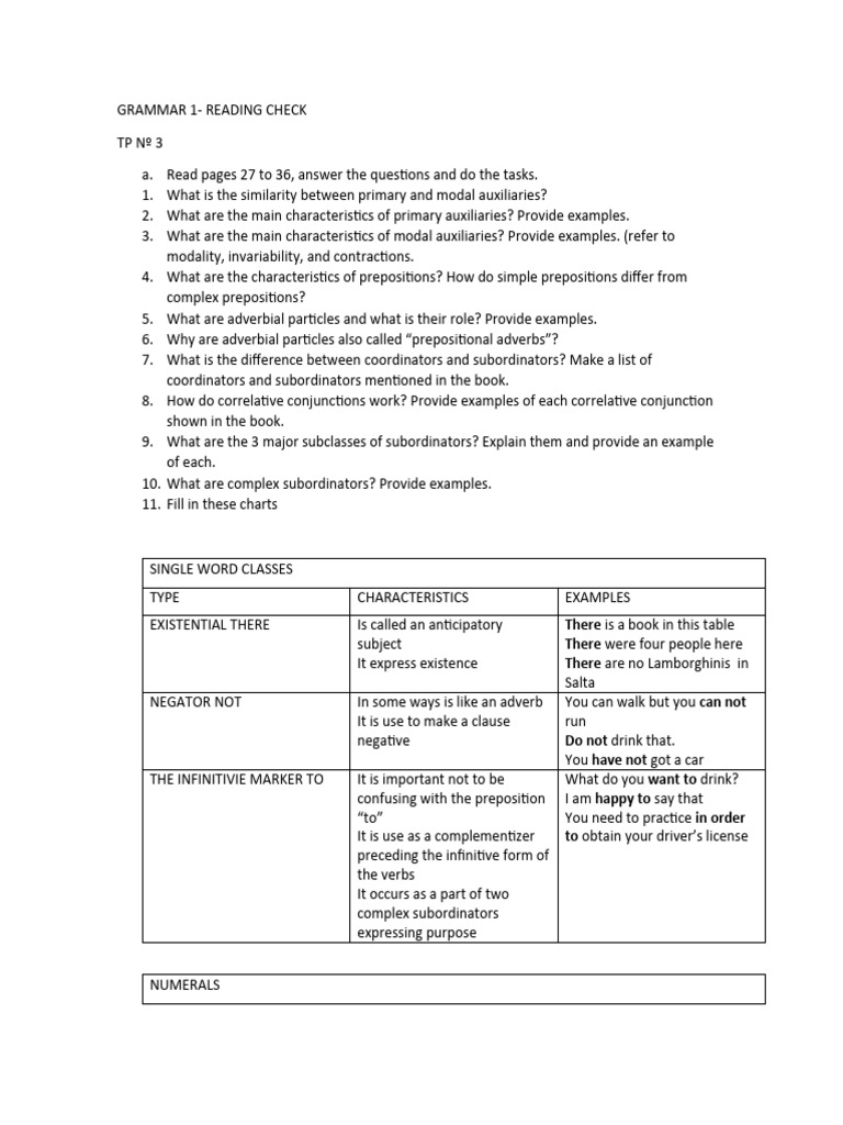 TP #3 Grammar 1 | PDF | Clause | Preposition And Postposition