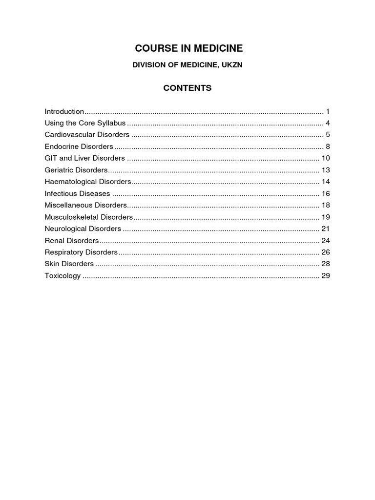 UKZN Medicine Course Syllabus Overview | PDF | Myocardial Infarction ...