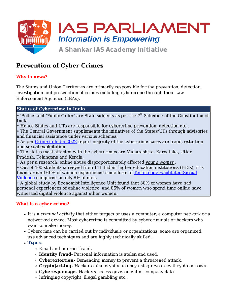 Prevention of Cyber Crimes | PDF | Cybercrime | Security