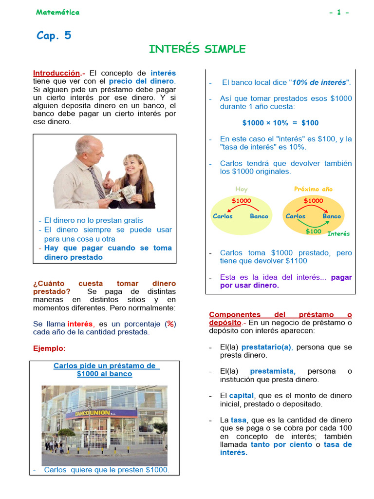 5. INTERÉS SIMPLE | PDF | Interés | Bancos
