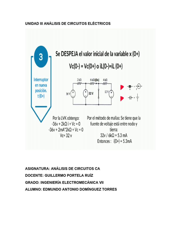 UNIDAD III ANÁLISIS DE CIRCUITOS ELÉCTRICOS | PDF