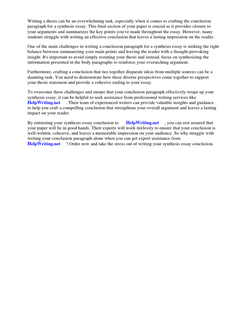 How to Write a Conclusion Paragraph for a Synthesis Essay | PDF ...