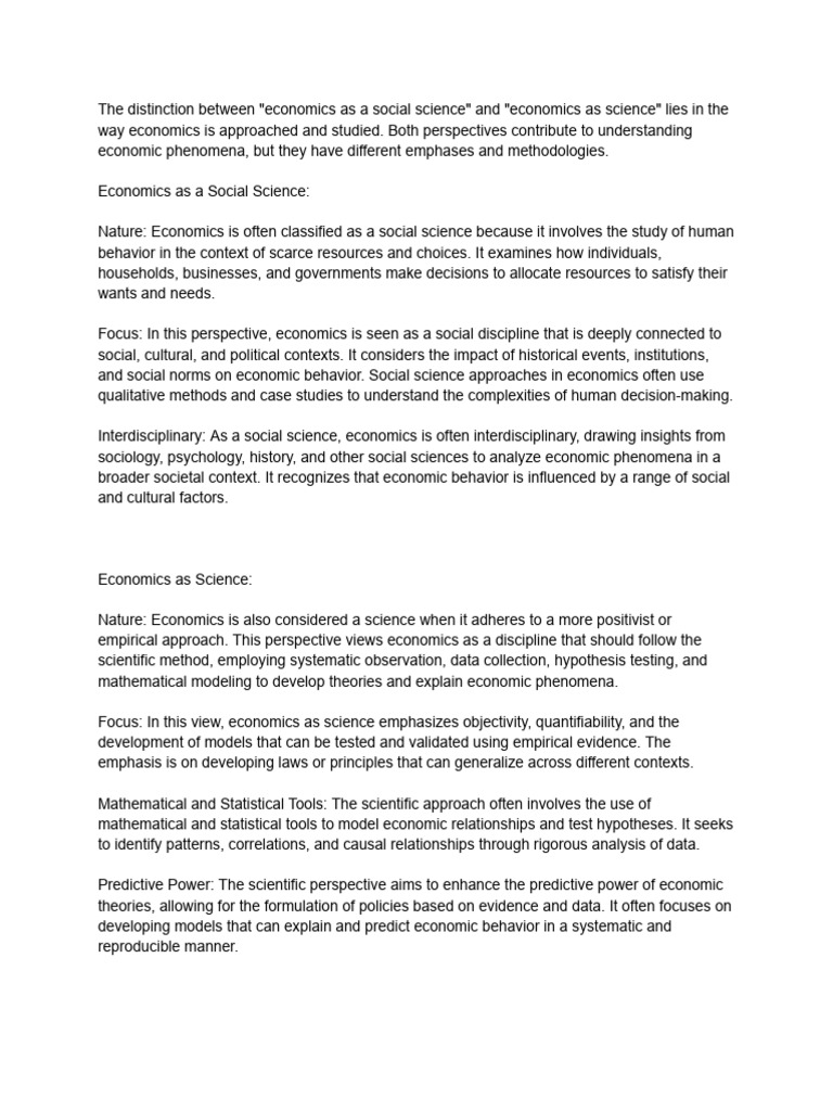 Economics: Social Science vs. Science | PDF | Social Sciences | Gross ...