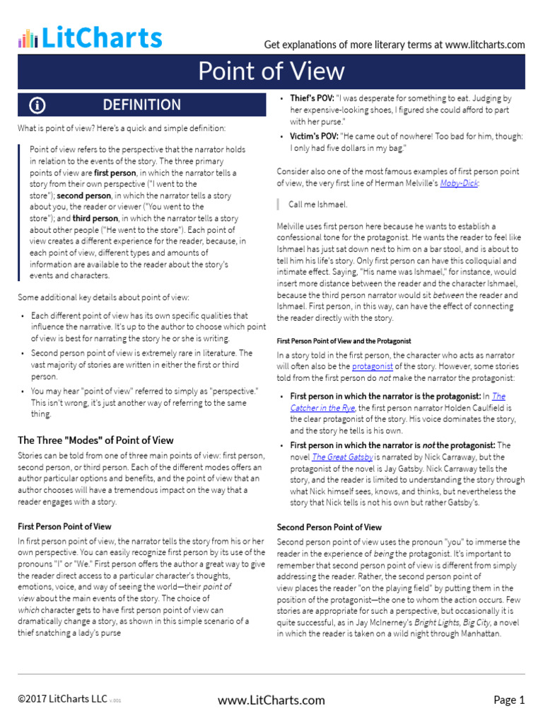 Point of View LitChart | PDF | Narration | The Metamorphosis