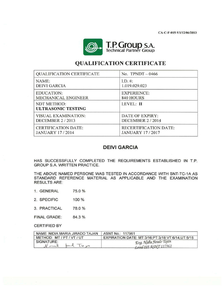 UT Certification | PDF