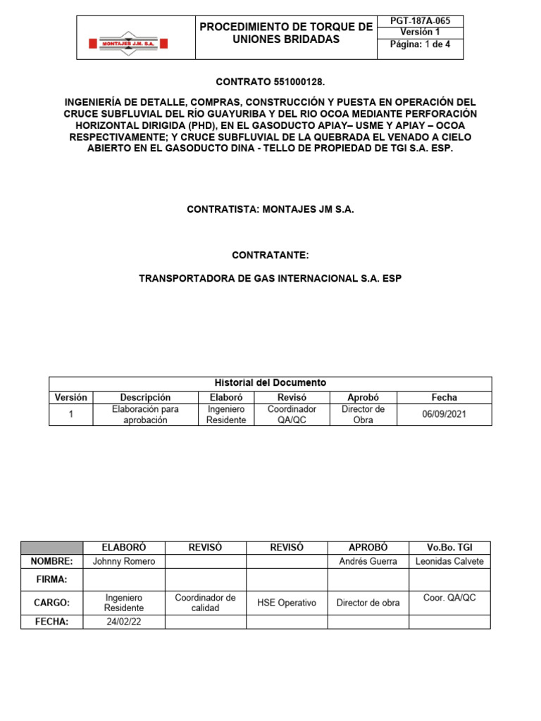 PGT-065 Torque de Uniones Bridadas | PDF