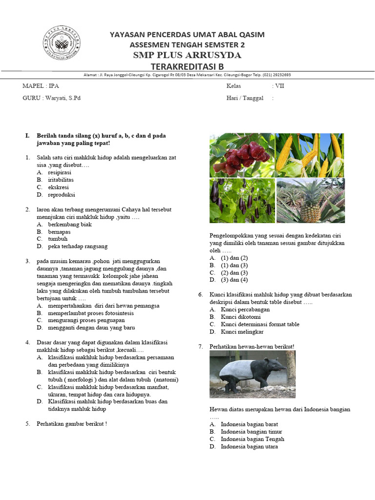 Soal Uts Ipa Kelas 7 SMT 2 | PDF