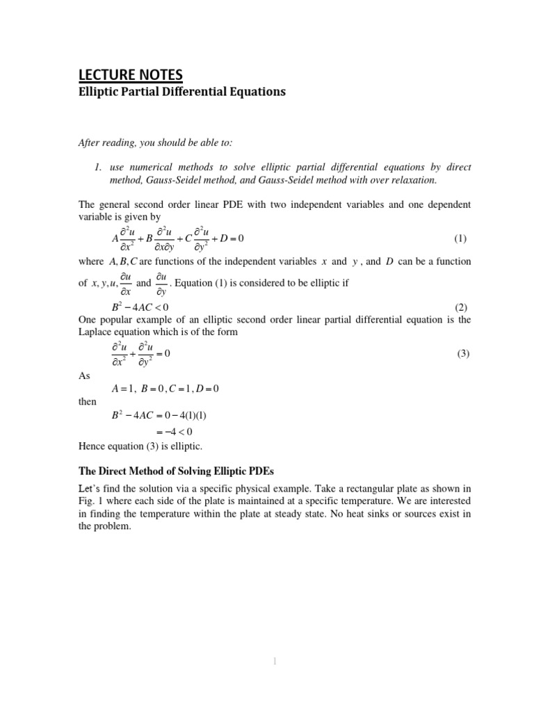 3 2 Elliptic | PDF | Partial Differential Equation | Equations
