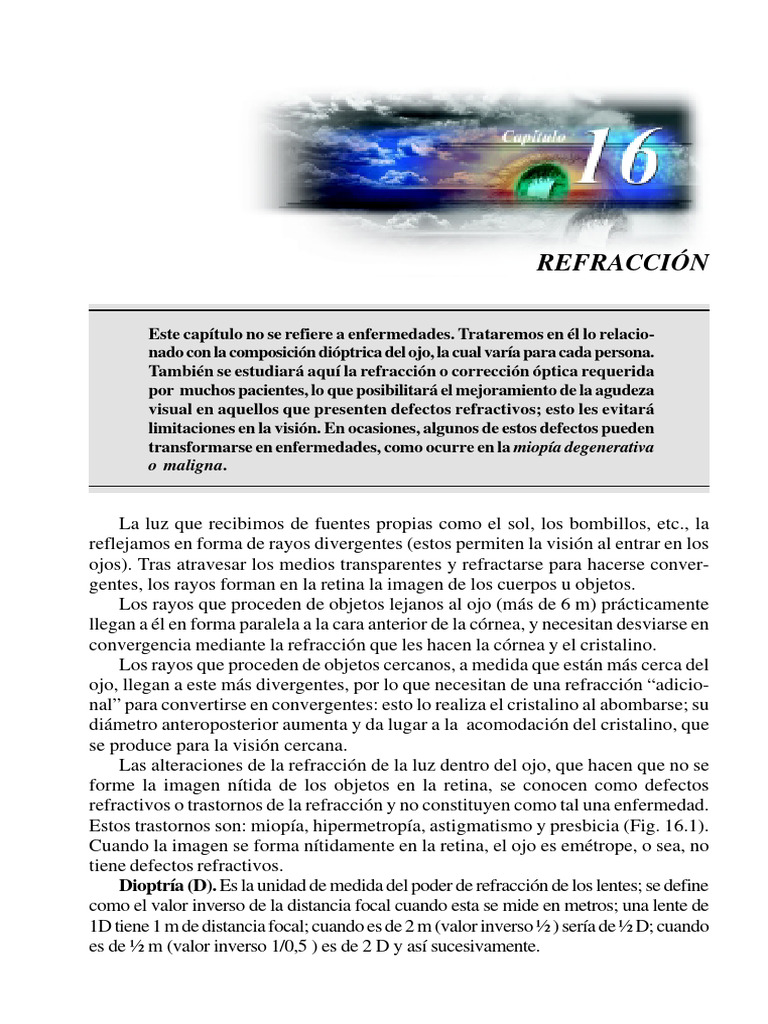 Defectos Refractivos: Miopía y Hipermetropía | PDF | Ojo humano | Lentes