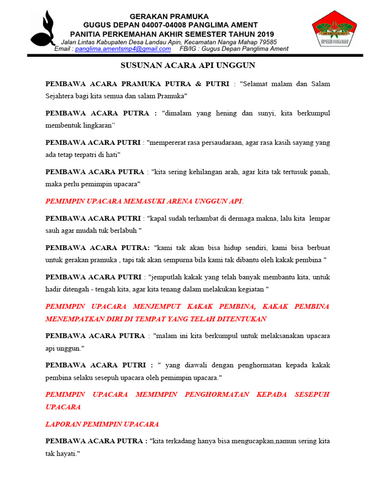 Susunan Acara Api Unggun | PDF | Griya & Taman