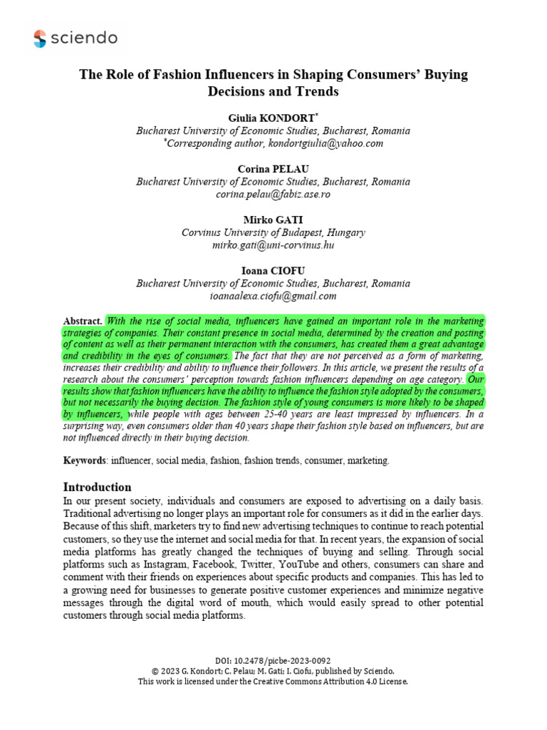 Fashion Influencers' Impact on Consumers | PDF | Social Media | Popular ...