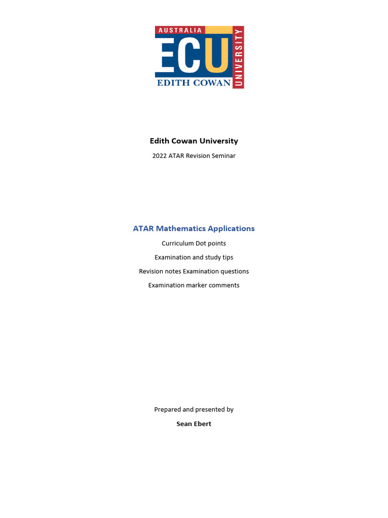 Year 12 ATAR Maths Applications Guide | PDF