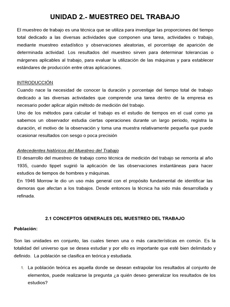 Muestreo De Trabajo 2 1 2 2 Pdf