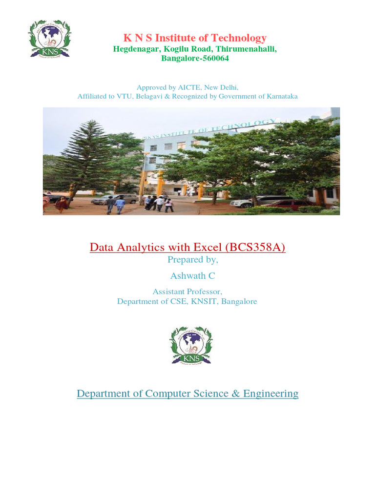 Data Analytics With Excel Lab Manual Pdf Microsoft Excel Spreadsheet