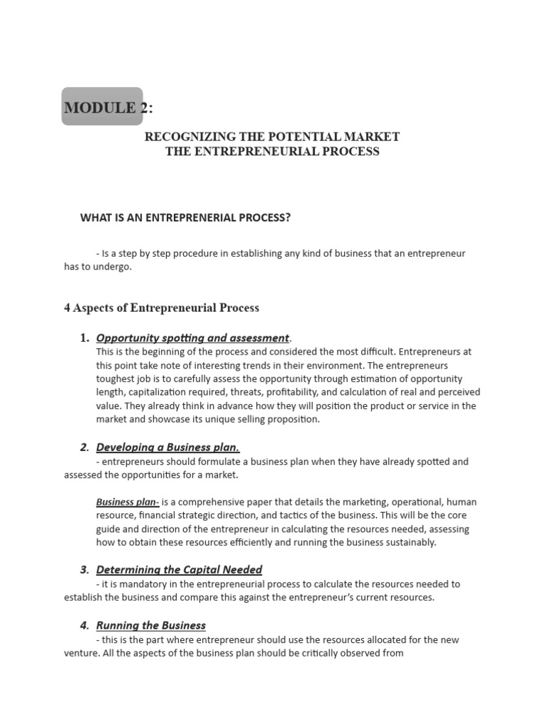 Entrep Module 2 | PDF | Entrepreneurship | Business Plan