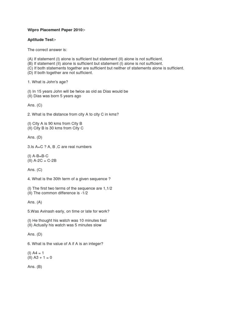 Wipro Placement Paper 2010 | PDF | Radiation | Radioactive Decay