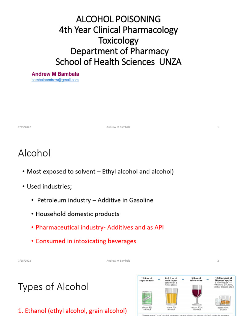 Alcohol Poisoning: Clinical Pharmacology Guide | PDF | Ethanol ...