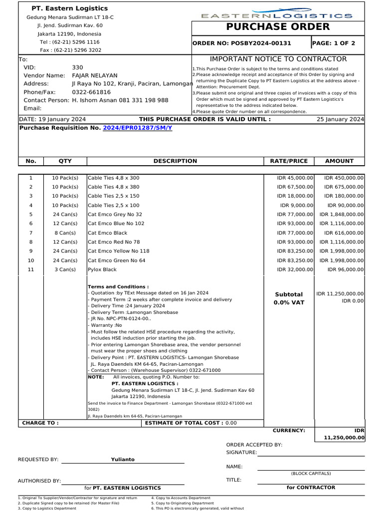 Purchase Order - POSBY2024-00131 | PDF