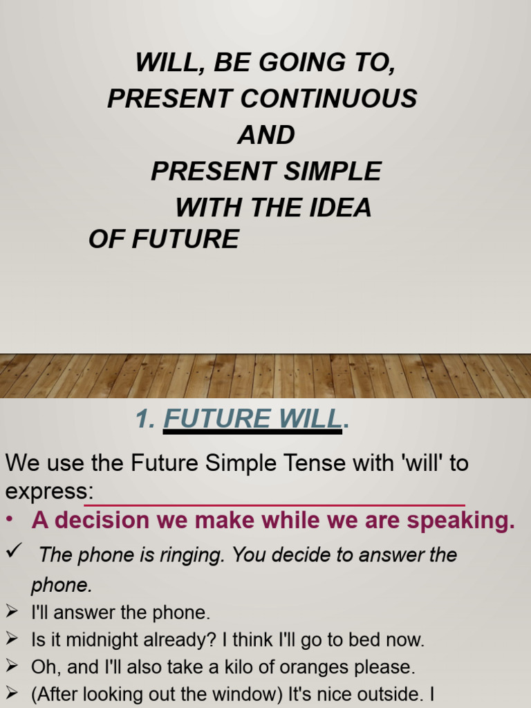 Future Tenses: Will, Going To, Continuous | PDF