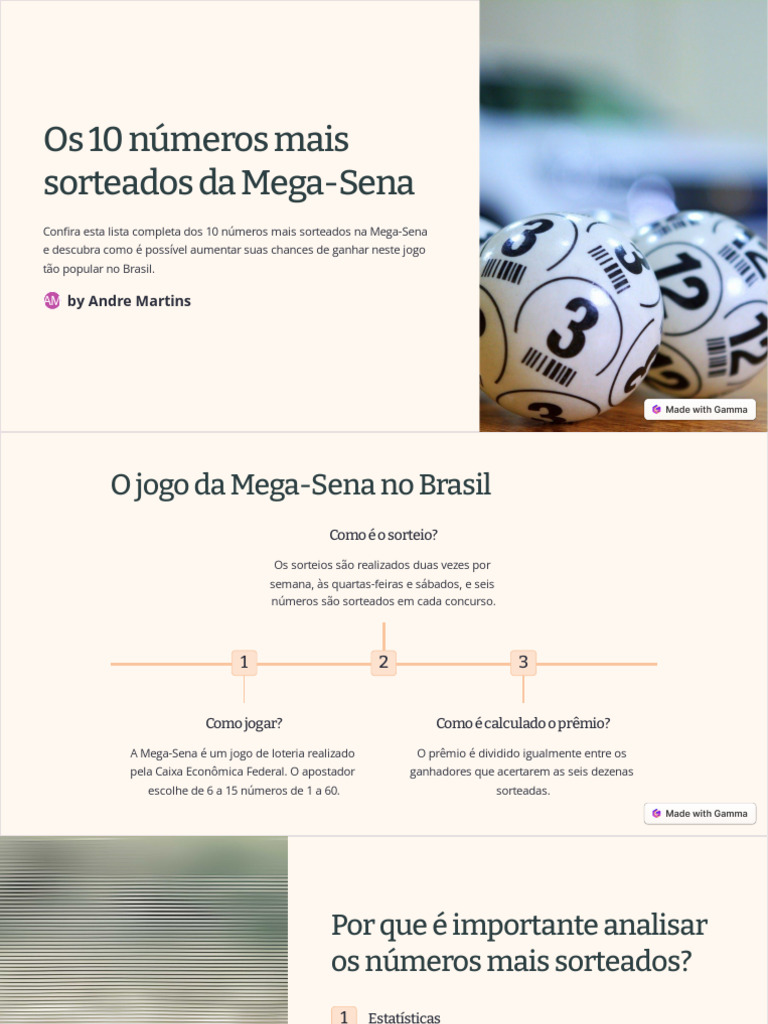 Os 10 Numeros Mais Sorteados Da Mega Sena | PDF | Brasil