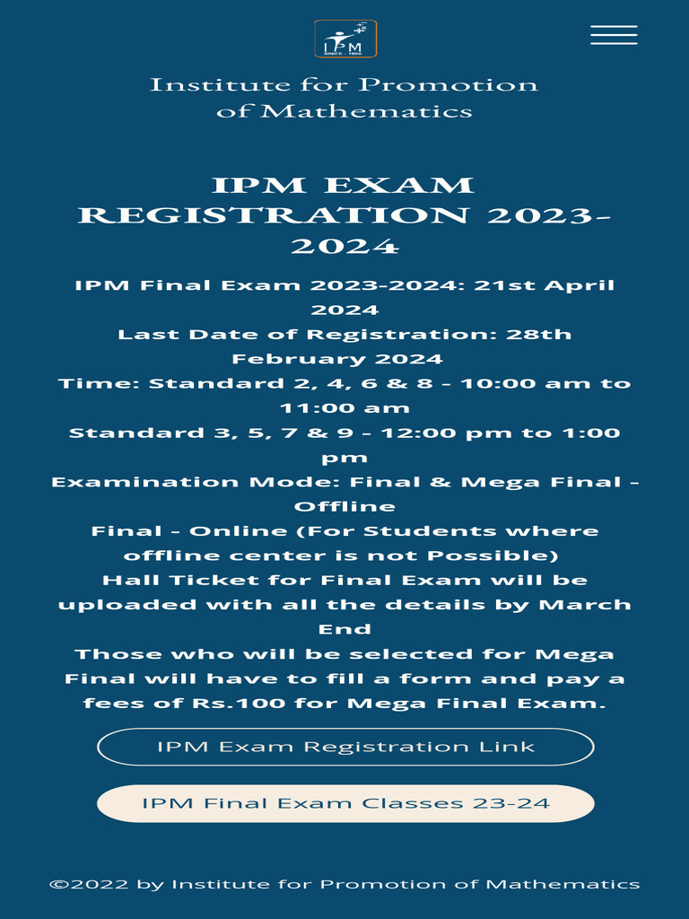 IPM Exam Registration Details | PDF | Technology & Engineering