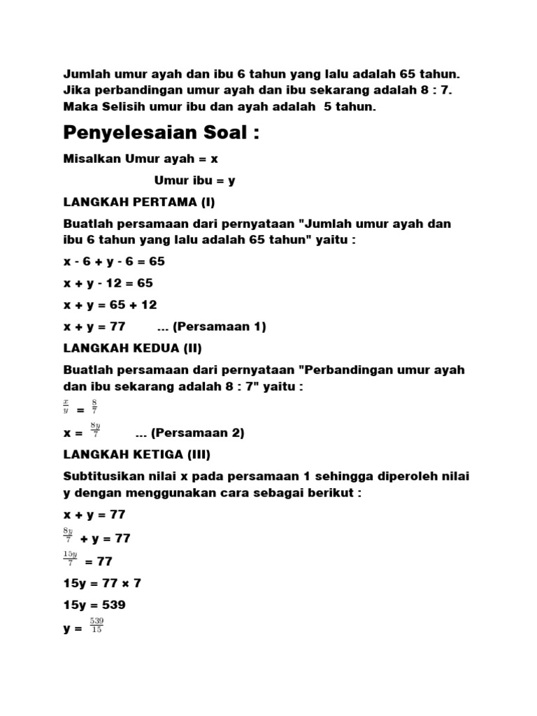 Umur Ayah dan Ibu: Analisis Perbandingan | PDF | Metode & Bahan Ajar | Seni