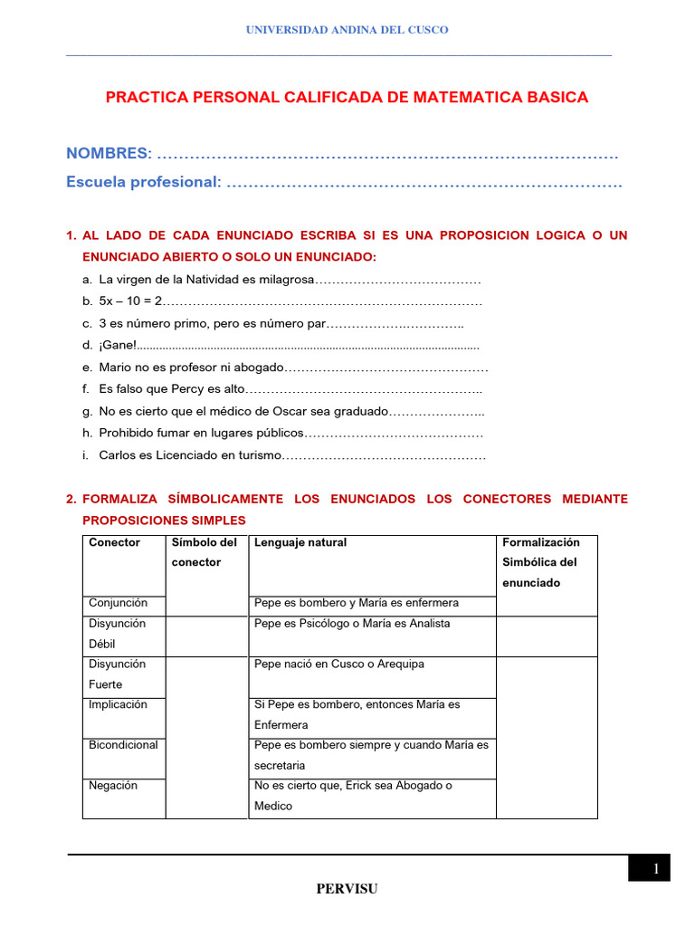 Practica de Logica - Logica Proposicional | PDF