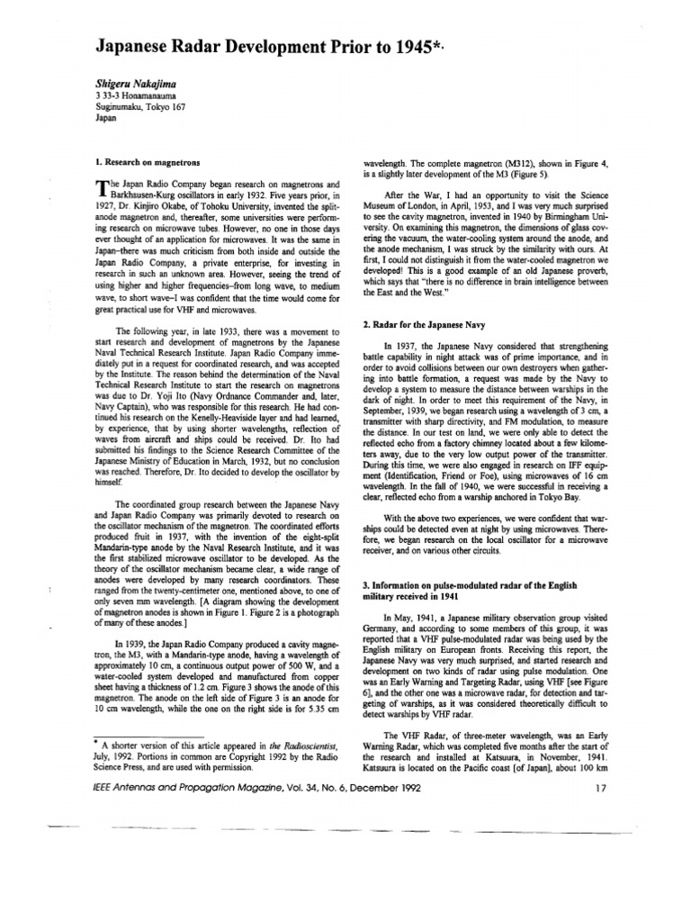 Japanese Radar Developments WW2 | PDF