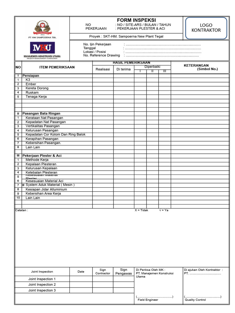 Mku-Qms, Site-Ars, Skt-Hms-Tegal, 03, Pekerjaan Plester Aci | PDF | Teknologi & Rekayasa