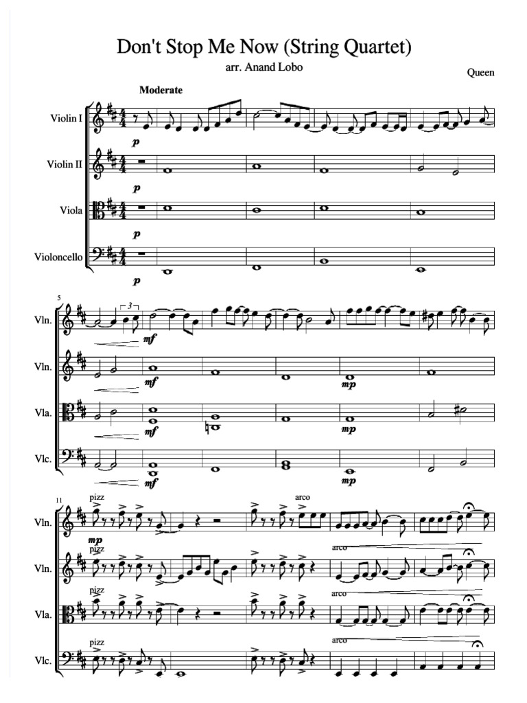 PDF Queen Dont Stop Me Now String Quartet - Compress | PDF ...