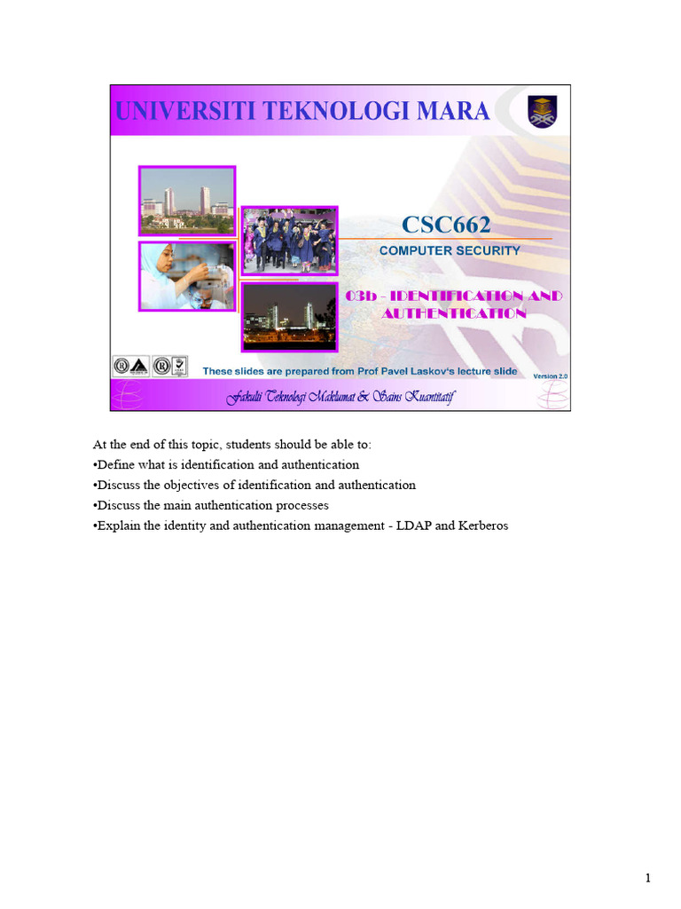 03b Identification And Authentication Pdf Password Smart Card