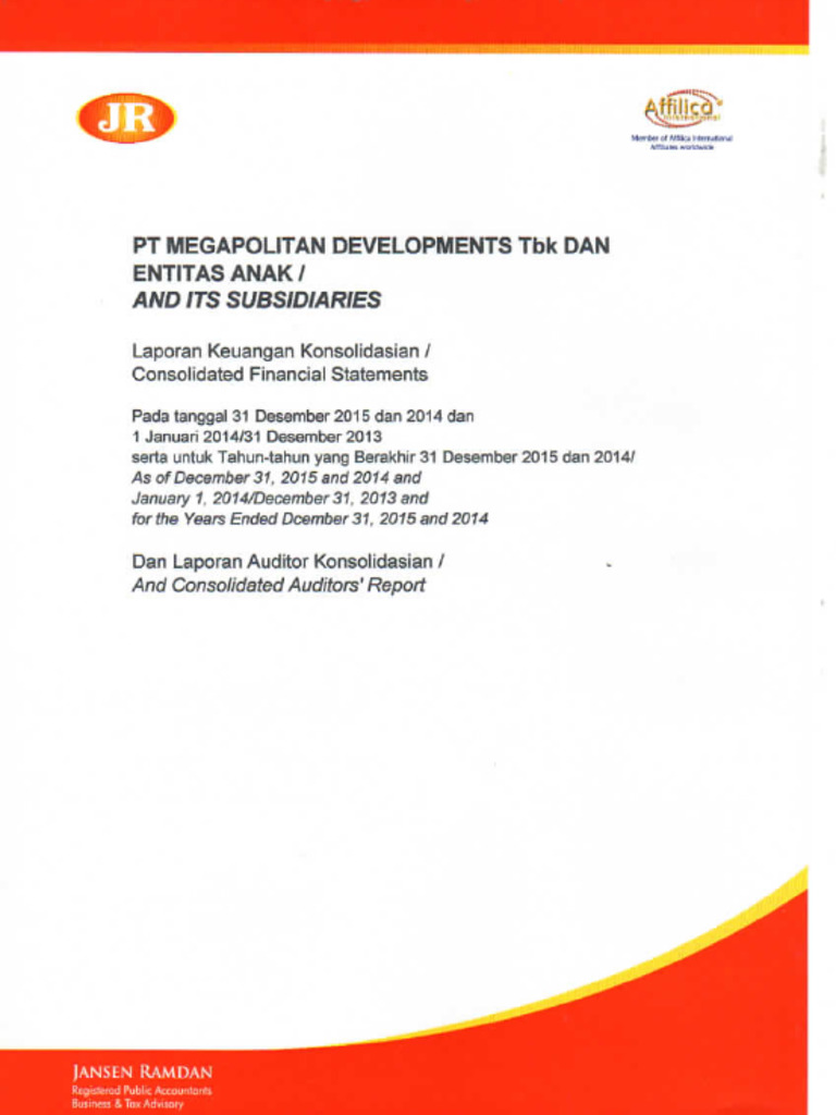 FY 2015 EMDE Megapolitan+Developments+Tbk | PDF | Dividend | Expense