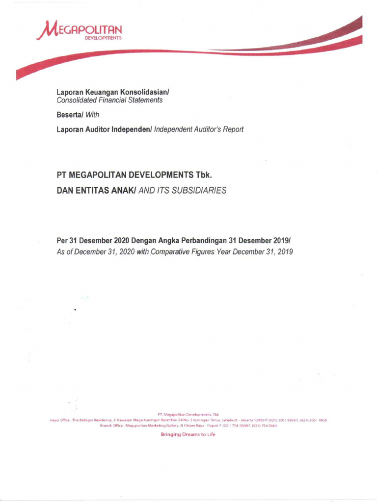 FY 2020 EMDE Megapolitan+Developments+Tbk | PDF | Expense | Dividend