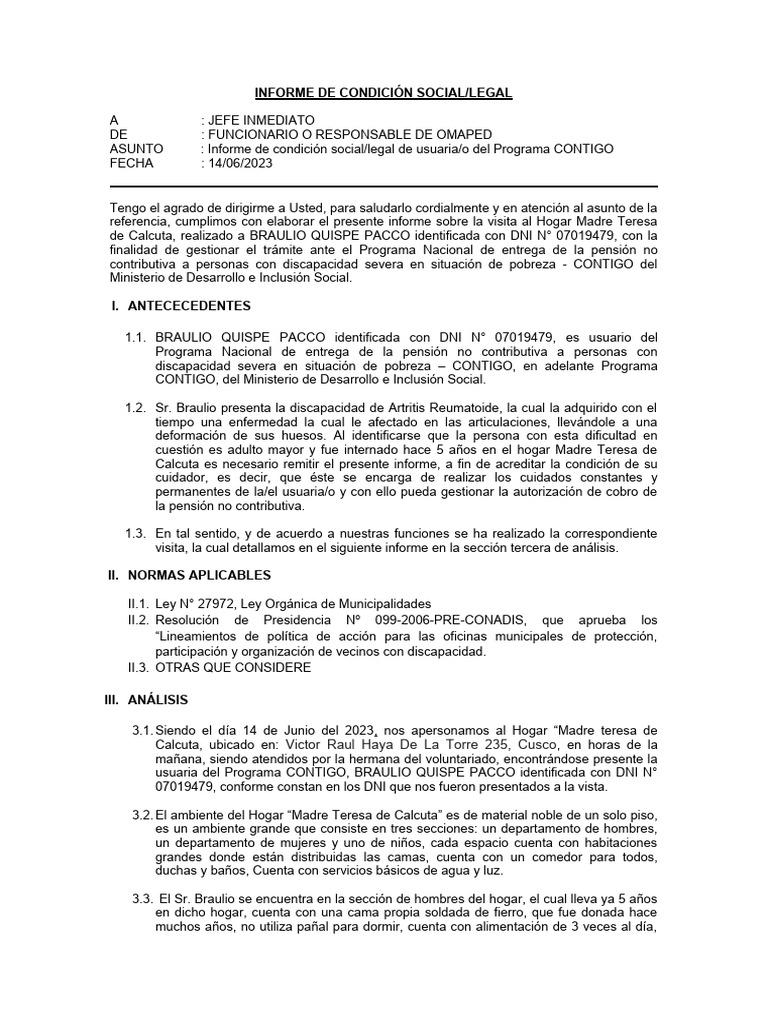 Informe 6 Braulio | PDF