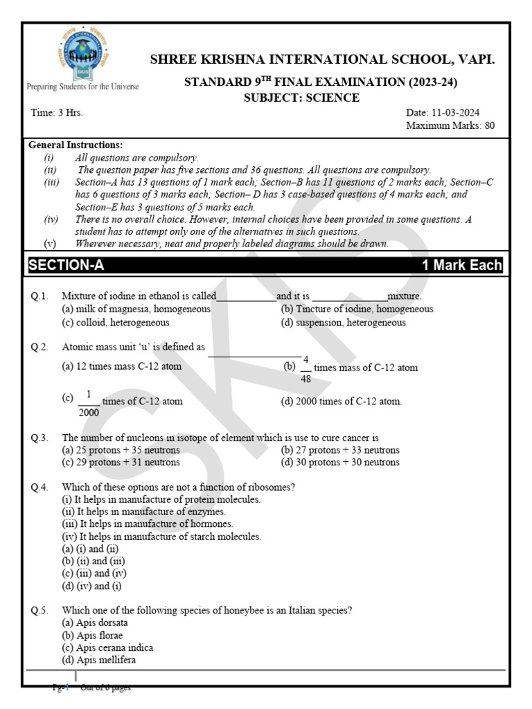 9th Science Paper | PDF | Waves | Atoms