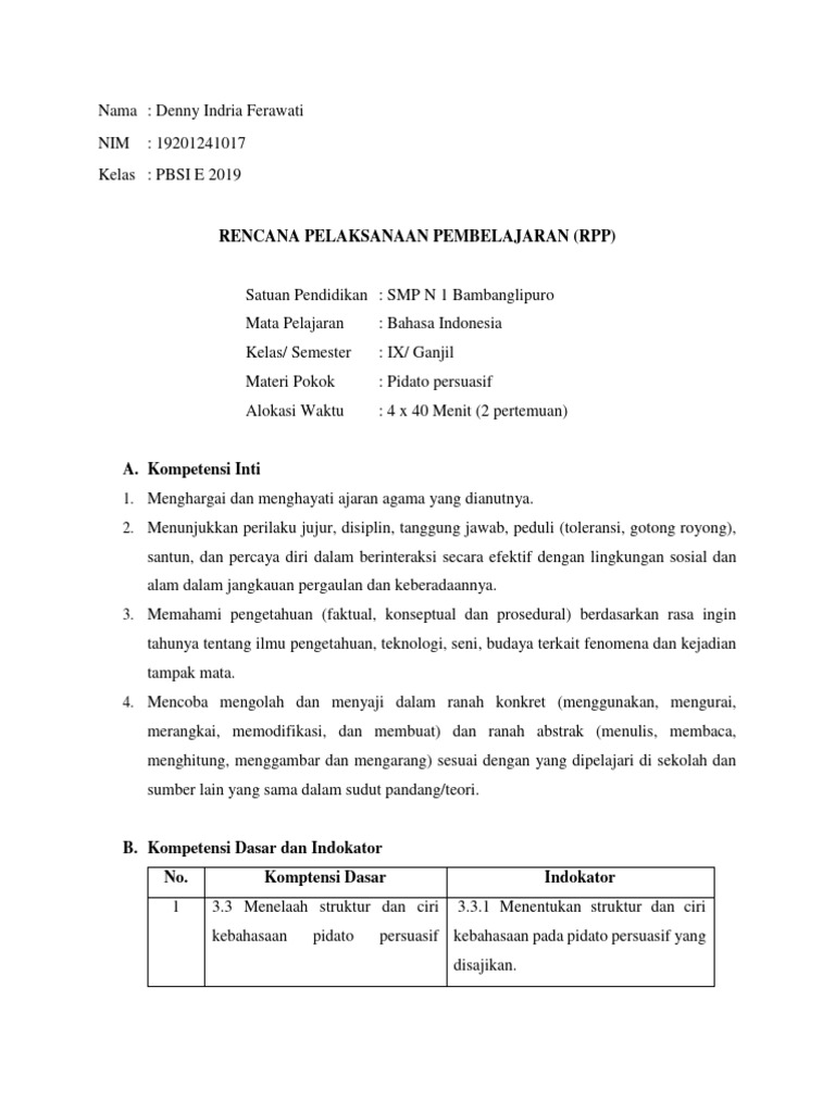 Denny Indria Ferawati - RPP | PDF | Karier & Perkembangan