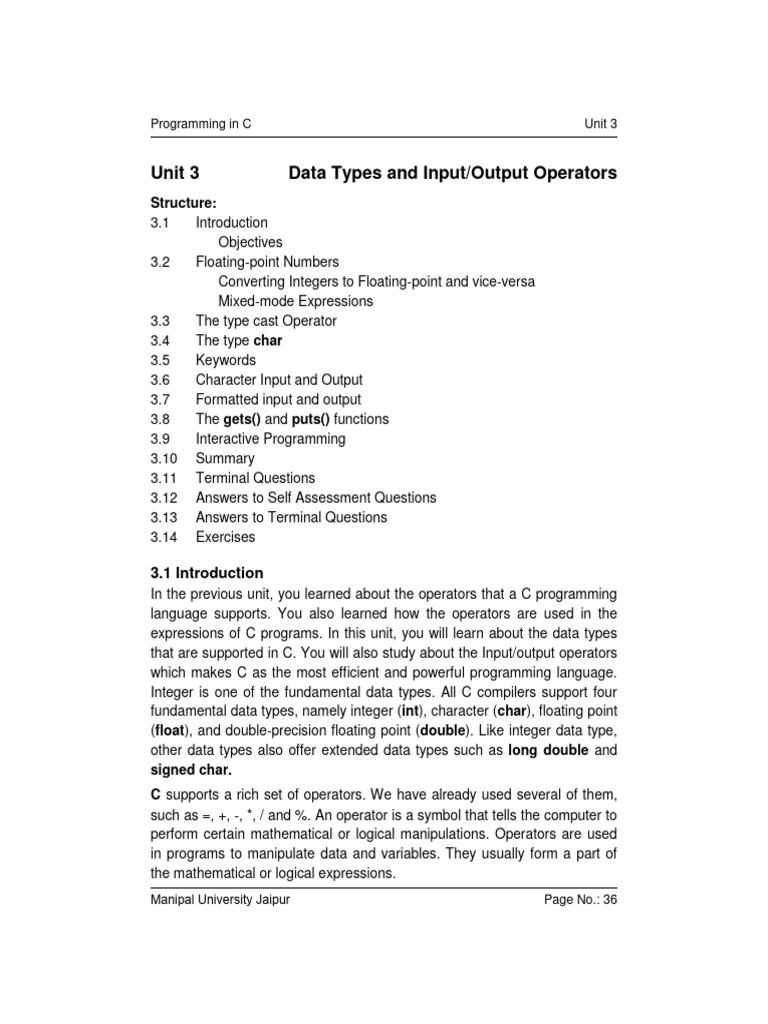Data Types And Input Or Output Operators Pdf Integer Computer Science Parameter