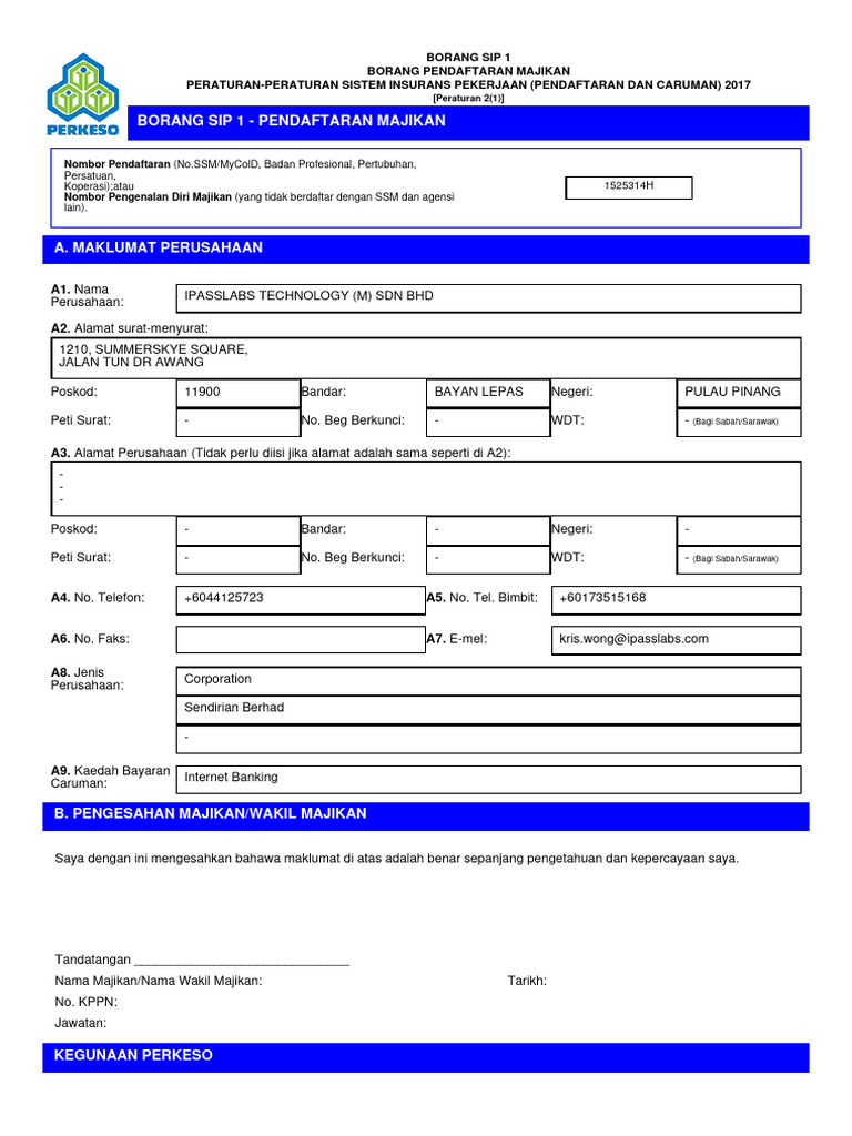Borang SIP 1 | PDF | Pengelolaan Keuangan & Uang