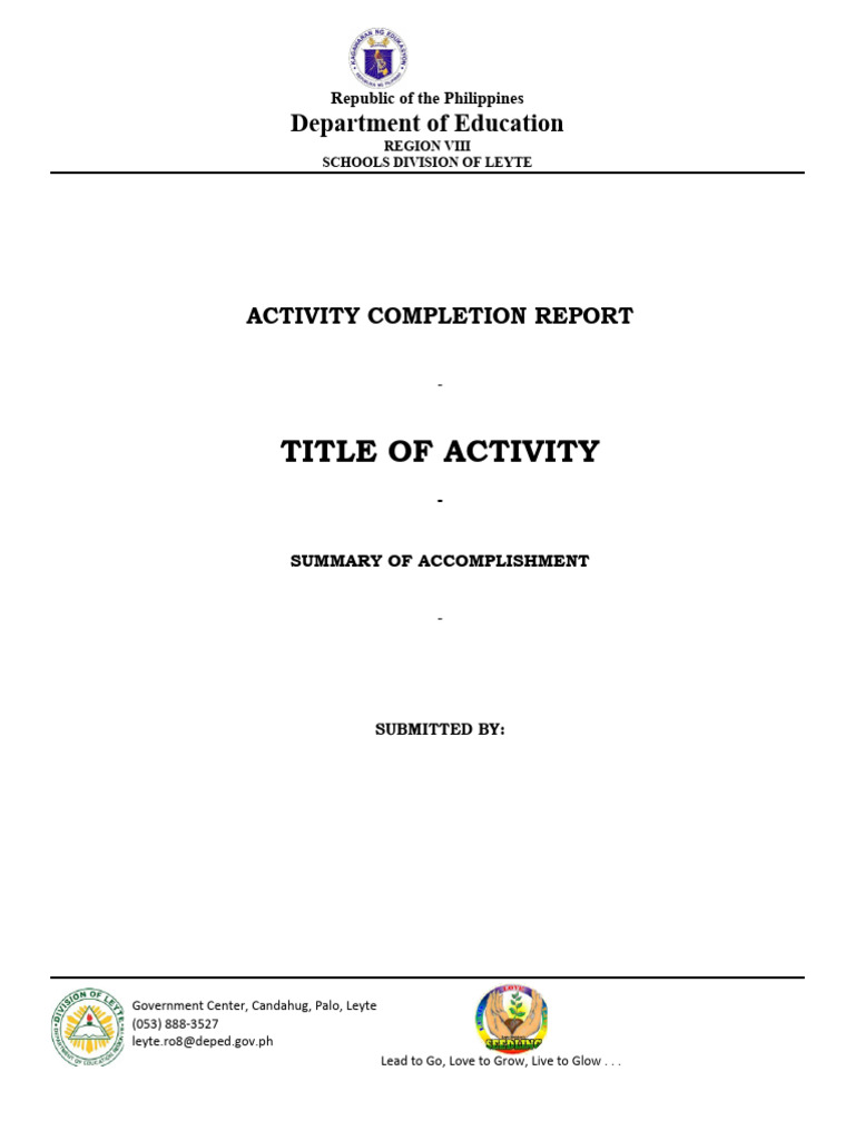 Activity Completion Report Accomplishment Report | PDF | Safety