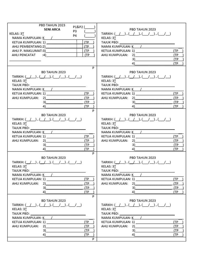 Kad Kumpulan PBD T3 | PDF