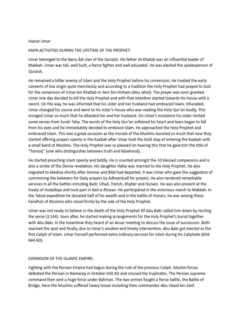 Hazrat Umar | PDF | Umar | Muhammad