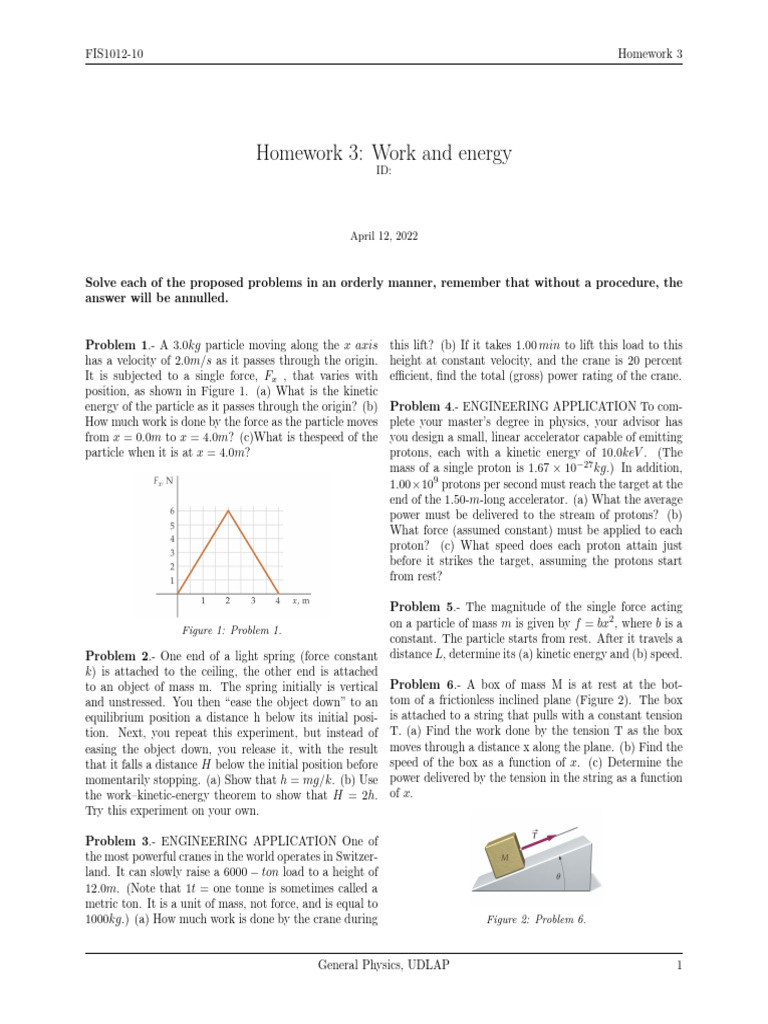 Homework 3 Work and Energy | PDF