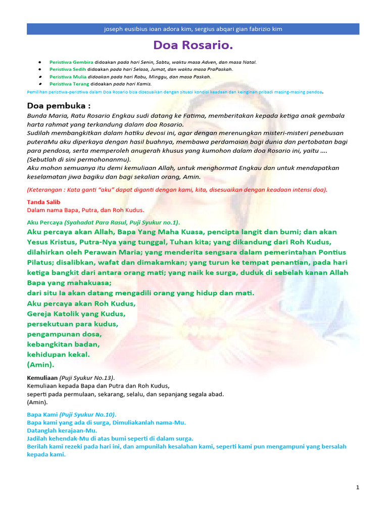 Doa Rosario | PDF
