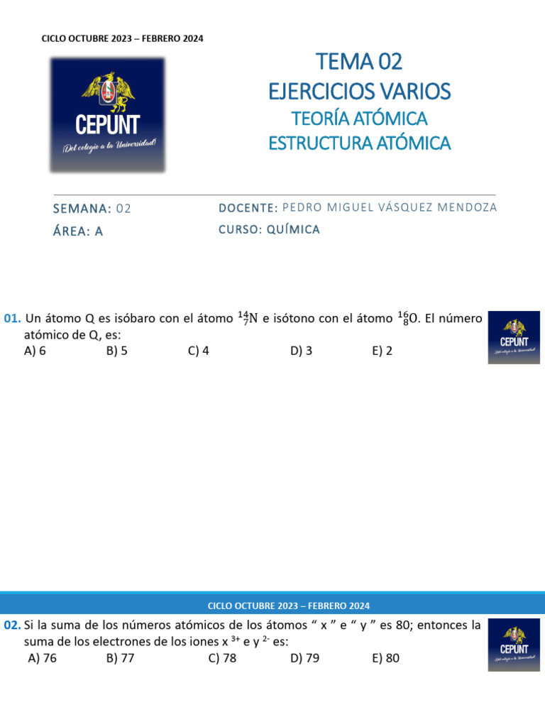 SEMANA 2 - ejercicios varios | PDF | Neutrón | Isótopo